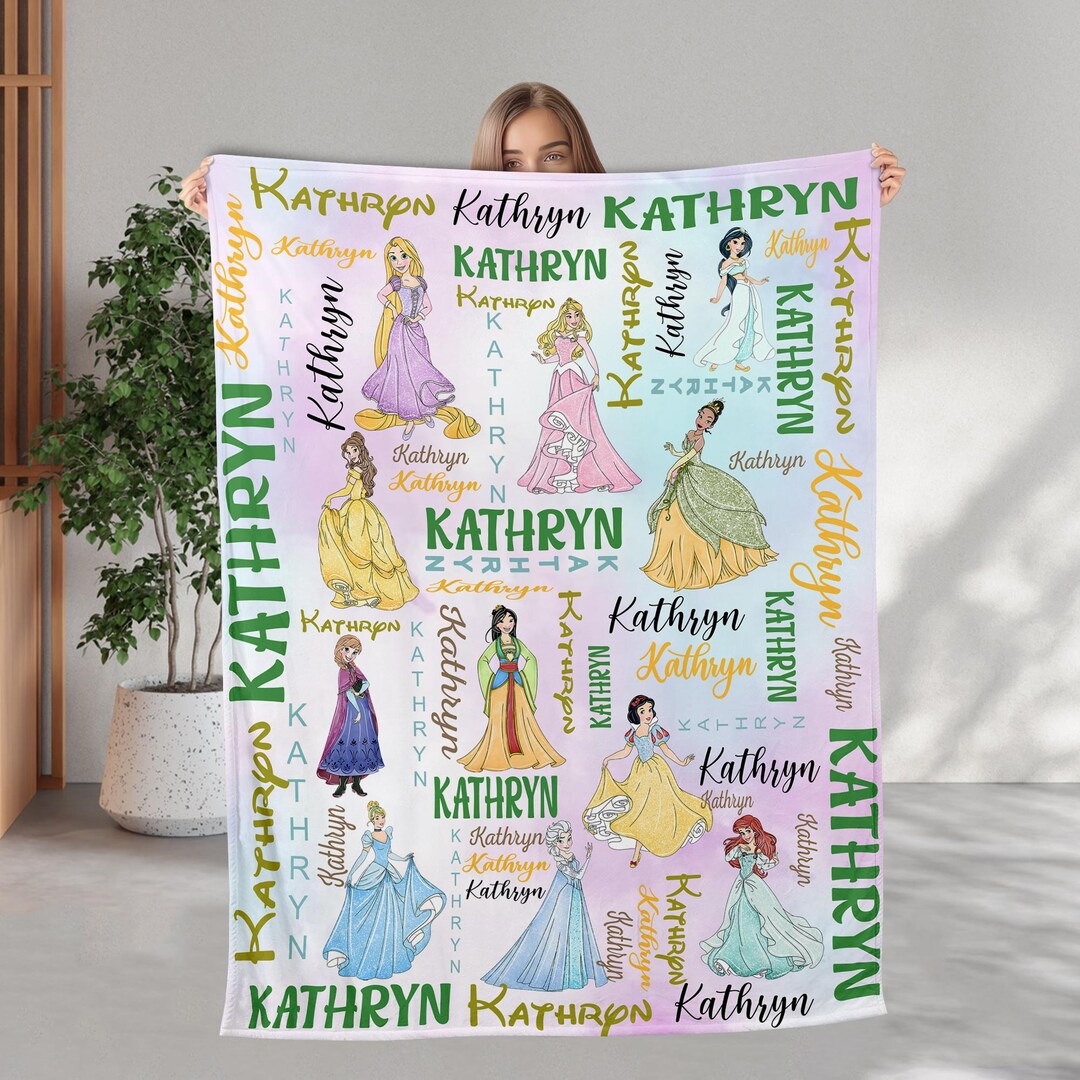 Personalized Princesses Blanket, Custom Name Princess Baby Girl Blanket ...