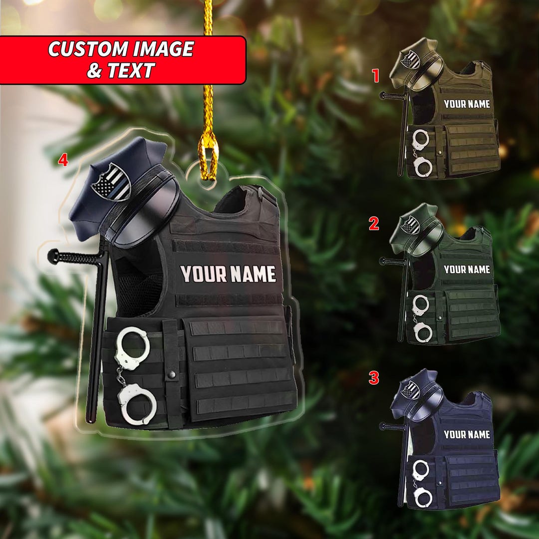 Personalized American Police Ornament, Custom Police Outfit Ornament ...