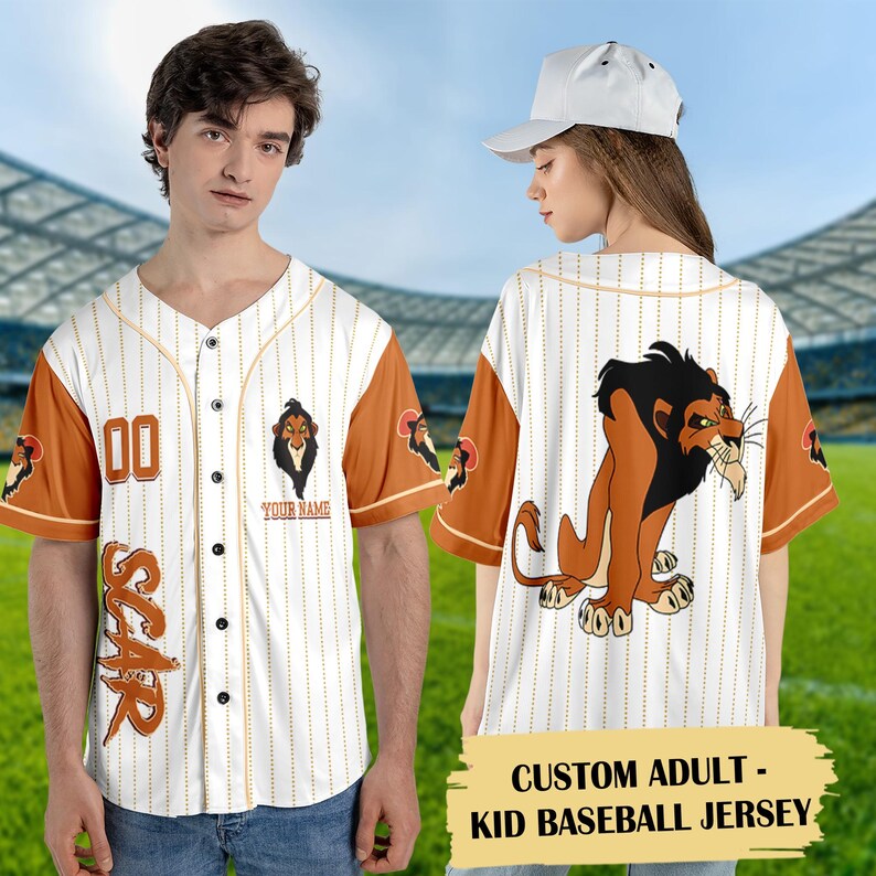 Custom Scar the Lion King Baseball Jersey, Scar Halloween Jersey Team ...