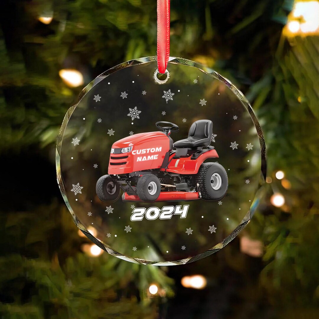Personalized Lawn Mower Christmas Glass Ornament, Custom Lawn Mowers ...
