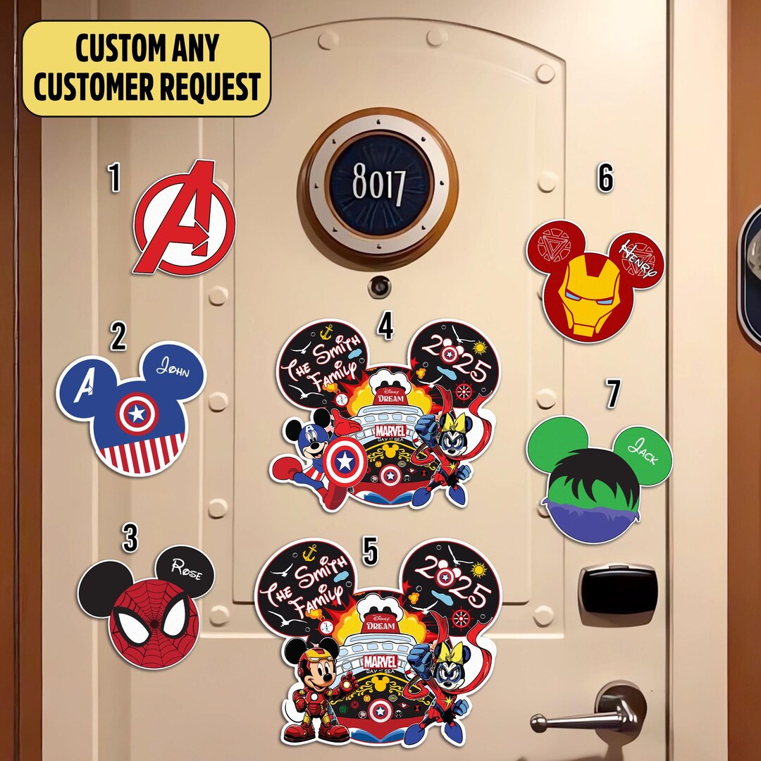 Personalized Mickey Minnie Marvel Super Heroes Wdw Cruise Magnet, Day ...