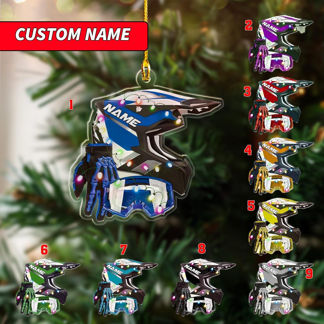 Personalized Dirt Bike Helmet Christmas Ornament, Christmas Tree ...