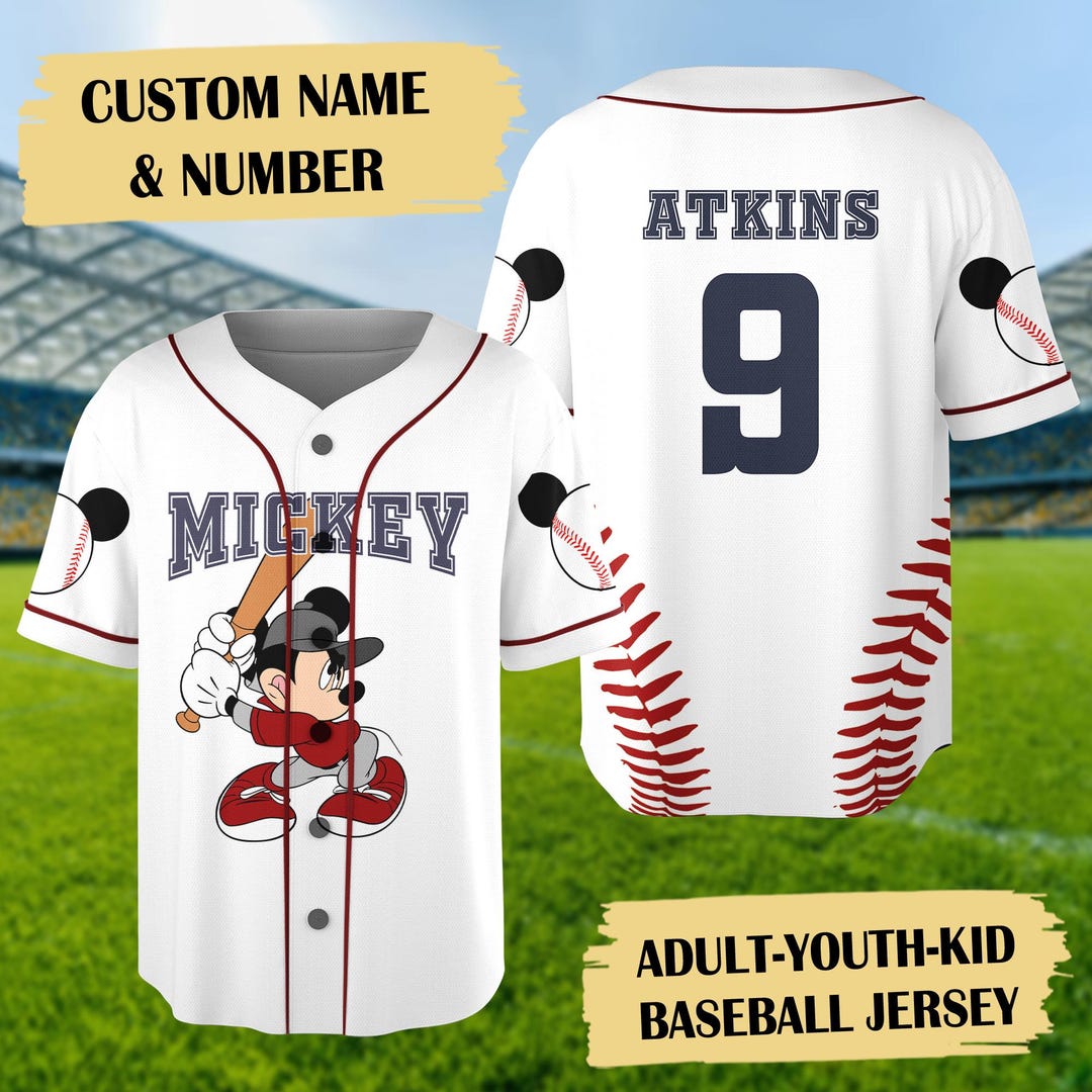 Personalized Mickey Mouse Character Baseball Jersey, Mickey Mouse ...