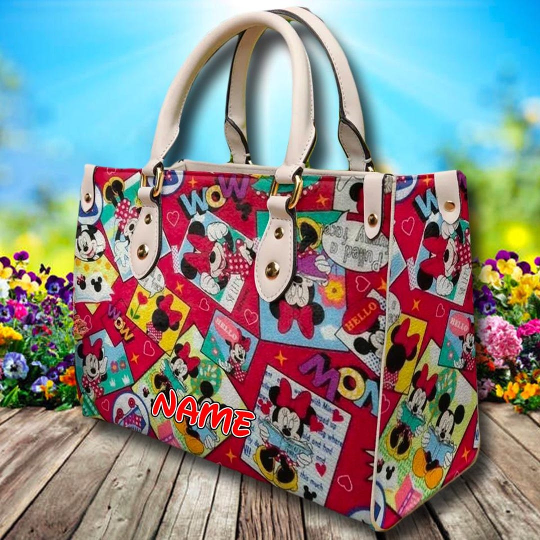 Mouse With Heart Leather Bag, Mouse Ears Bag, Cartoon Leather Crossbody ...