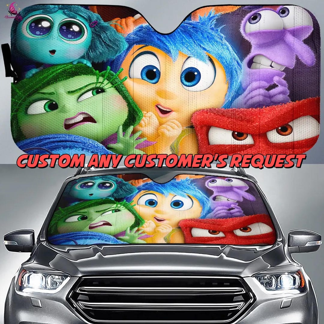 Personalize Inside Out 2 Car Sunshade, Joy Disgust Anger Sadness Fear ...