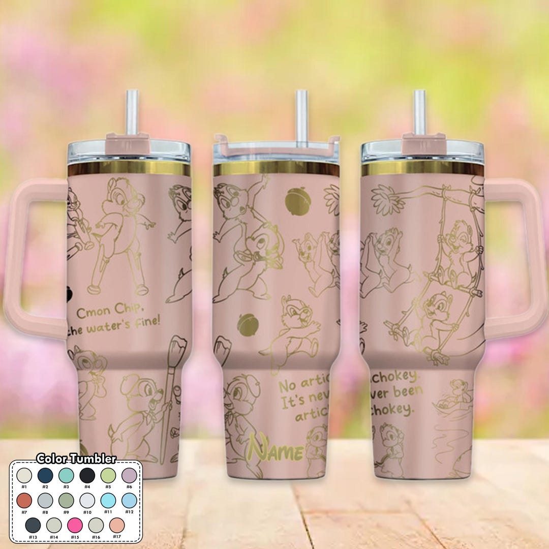 Custom Chipmunk 40oz Tumbler, Cartoon Characters Engraved Tumbler ...