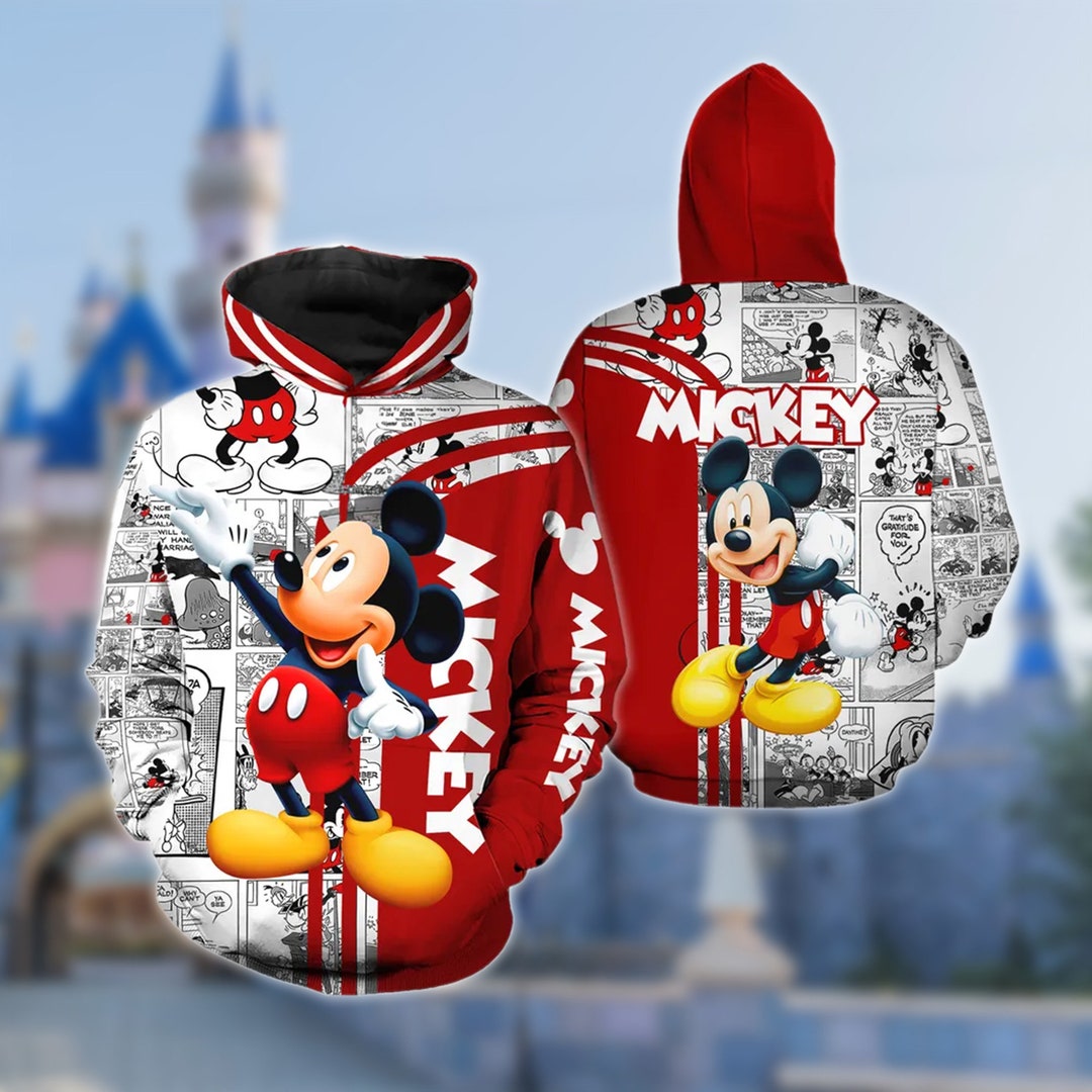 Personalized Mickey Mouse Hoodie, Mickey Mouse 3D Adult T-shirt Hoodie ...