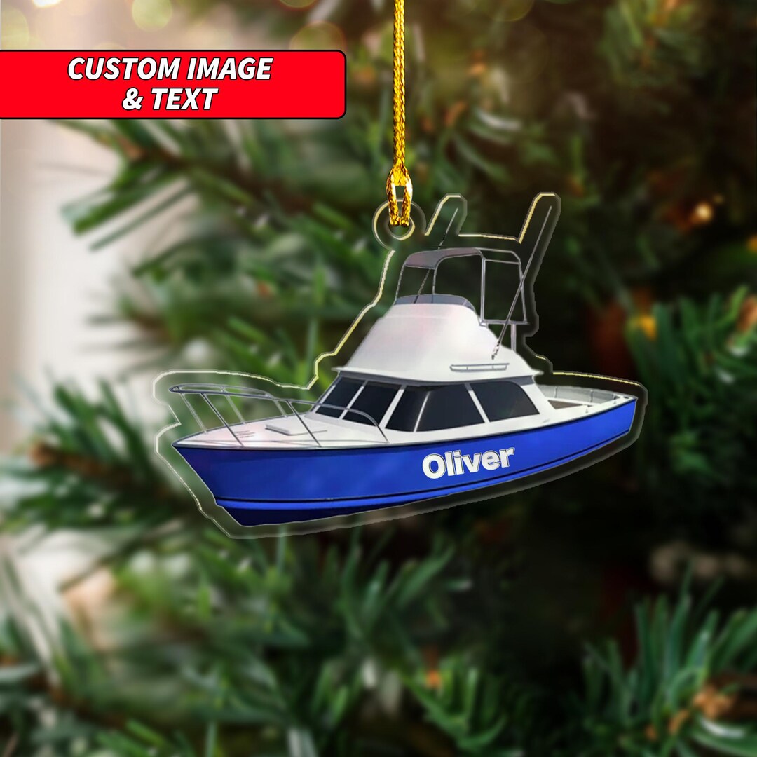 Personalized Boats Ornament 2024, 2D Flat Fishing Boats Ornament ...