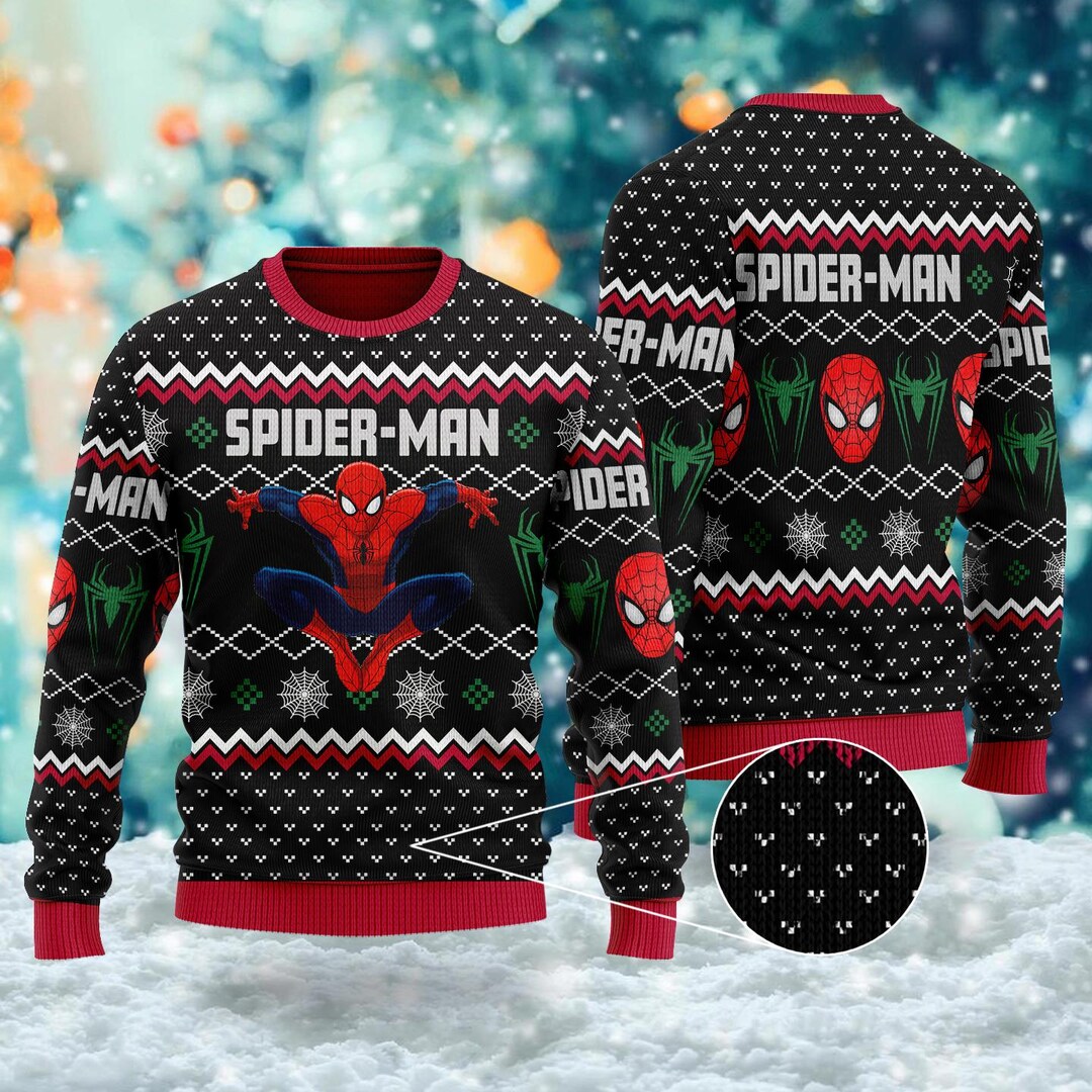 Spiderman Superhero Spider Ugly Christmas Sweater, Xmas Sweatshirt ...