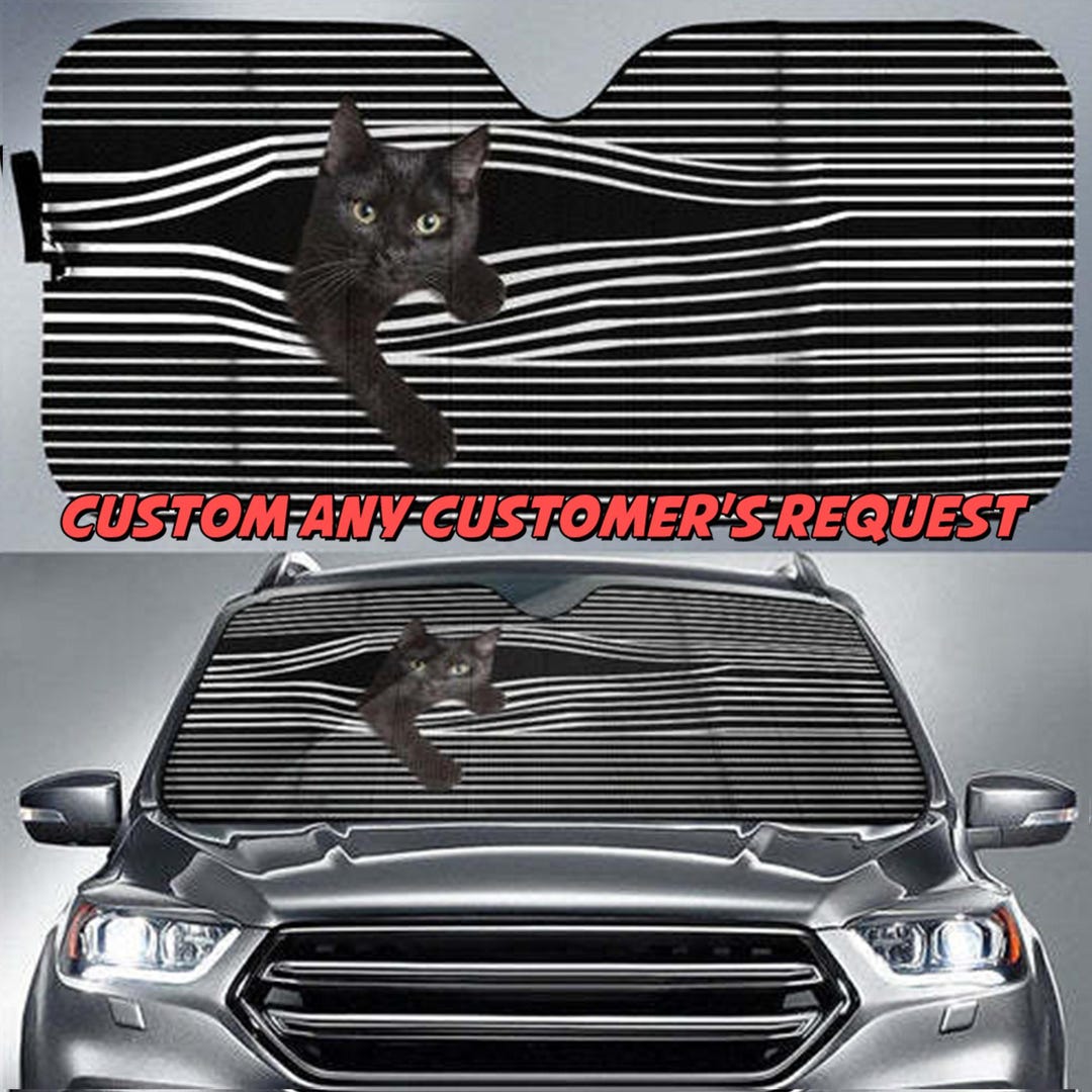 Personalize Cat Car Sunshade, Custom Request Car Accessories for Cat ...
