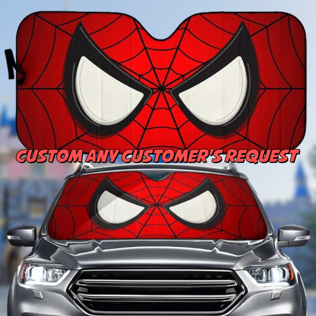 Personalize Spiderman Car Sunshade, Custom Request Spiderman Eyes Car ...