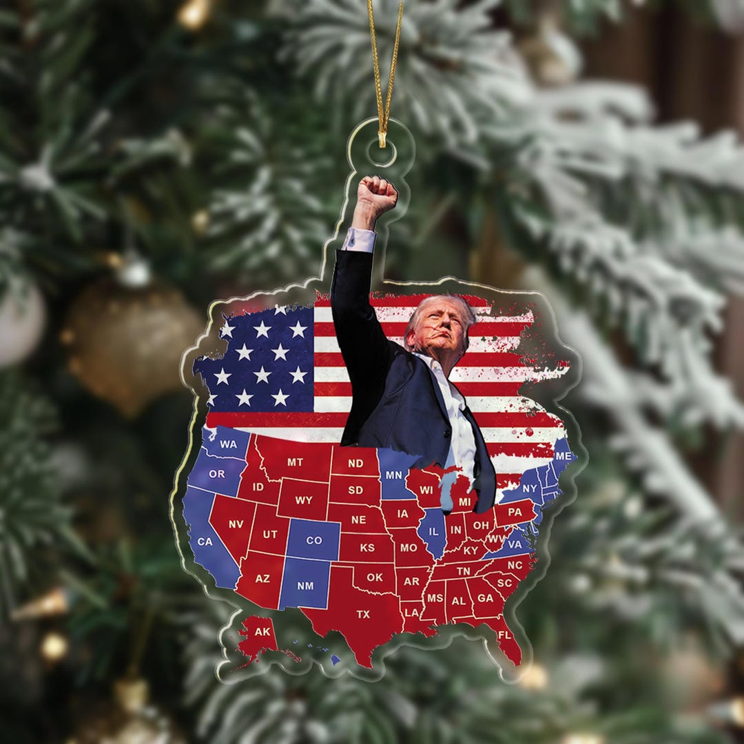 Trump 2024 Election Map Results Map Ornament, Trump Fight Christmas ...
