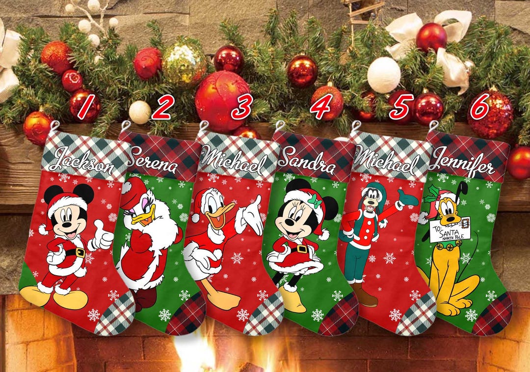 Mouse and Friends Santa Claus Xmas Stocking, Mickey Mouse Christmas ...