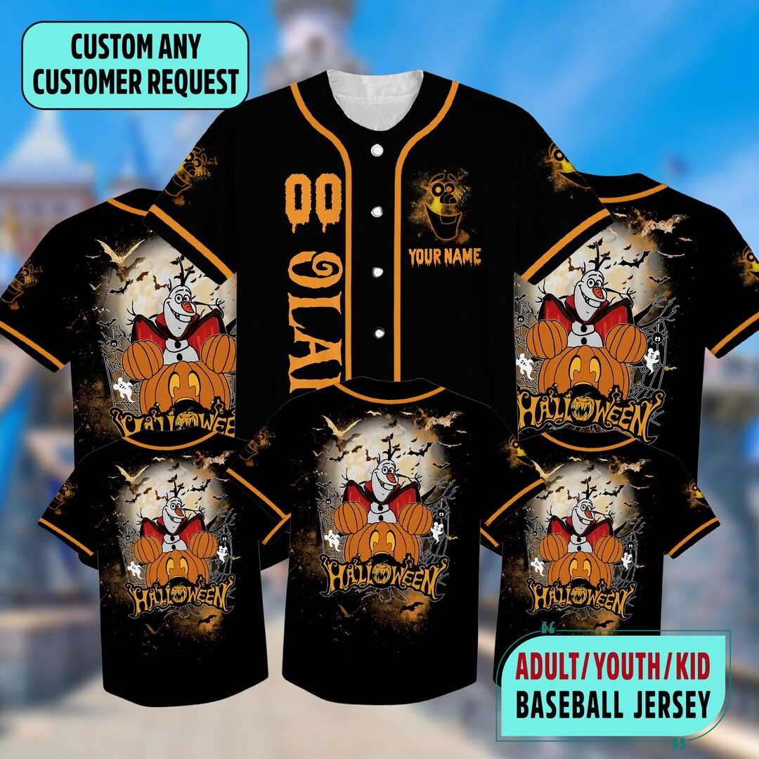 Personalized Olaf Halloween Baseball Jersey, Custom Name Baseball ...