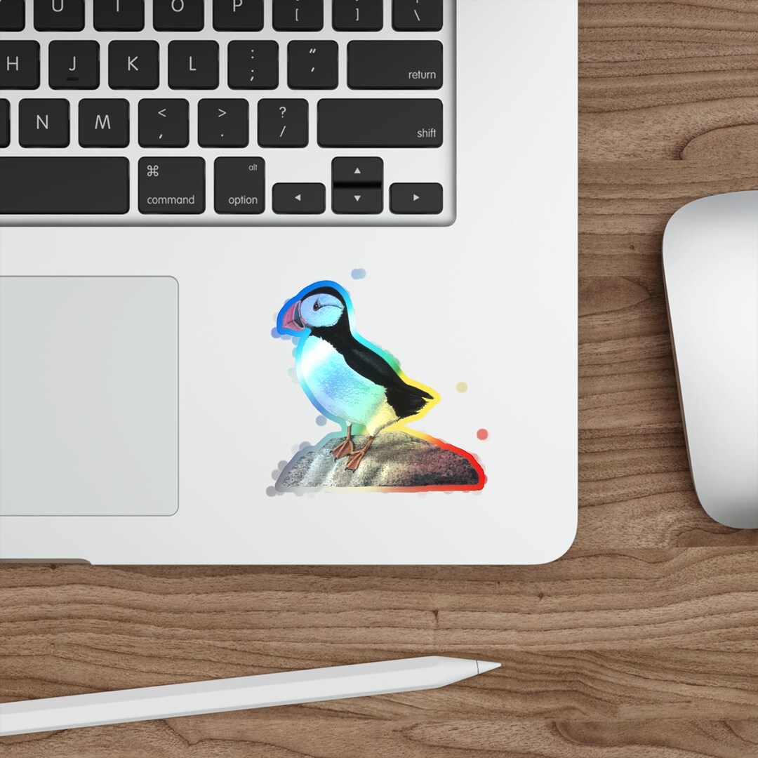 Puffin Holographic Sticker Puffin Gift Atlantic Puffins Watercolor Bird ...