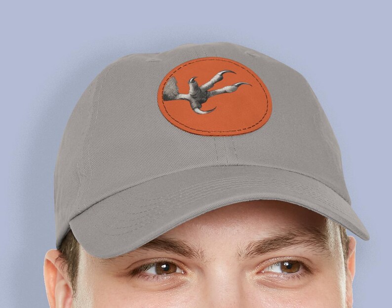 Bird of Prey Talon on Dad Hat With Leather Patch, Charcoal Sketch ...