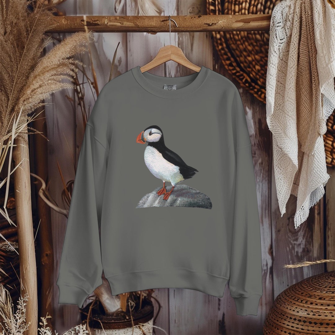 Watercolor Atlantic Puffin Unisex Garment-dyed Sweatshirt, Icelandic ...