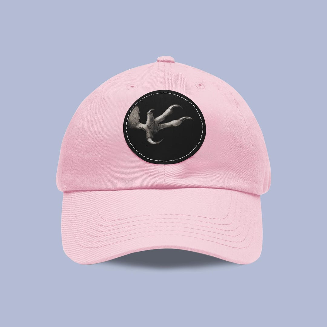 Bird of Prey Talon on Dad Hat With Leather Patch, Charcoal Sketch ...