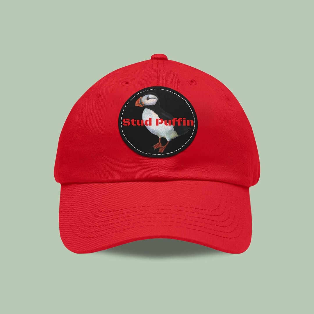 Stud Puffin Hat With Leather Patch, Cute Puffin Hat, Cute Partner Gift ...