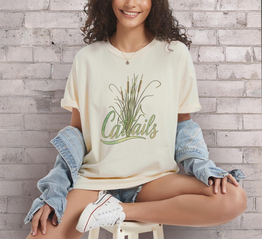 Cattails Watercolor With the Word "cattails" on Comfort Colors Tshirt ...