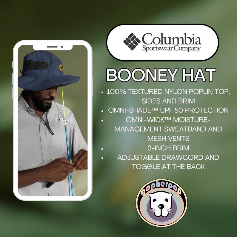 Columbia Booney Hat, Embroidered Trout Hat - Etsy