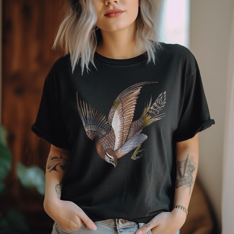 Goshawk Colored Pencil Drawing on Comfort Colors Tshirt - Etsy