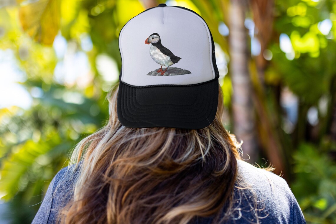 Embroidered Puffin Trucker Hat - Etsy
