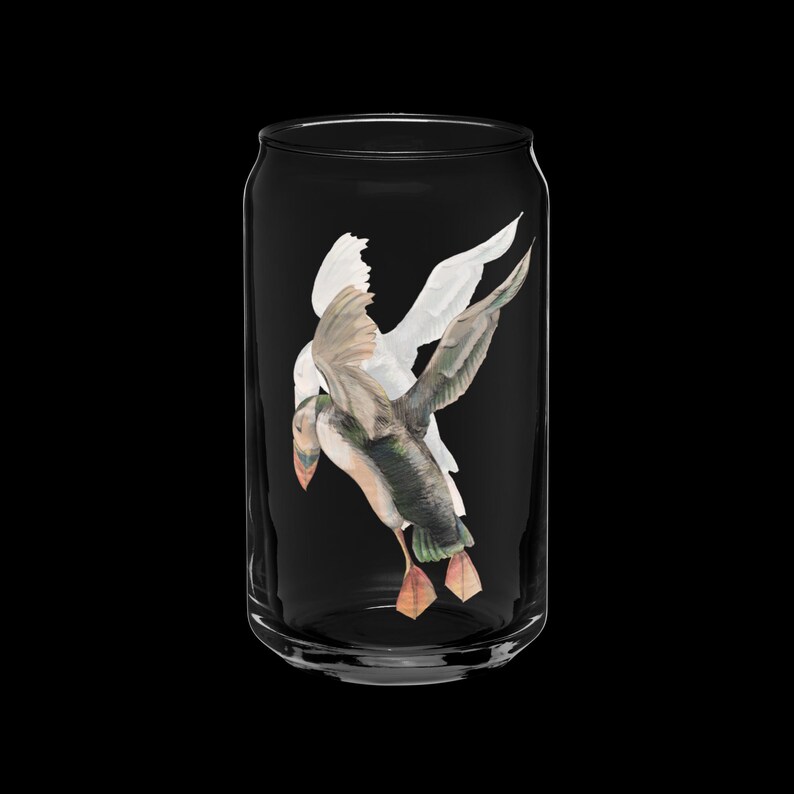 Puffins in Flight on Can-shaped Glass | Puffin Lovers Gift | Atlantic ...
