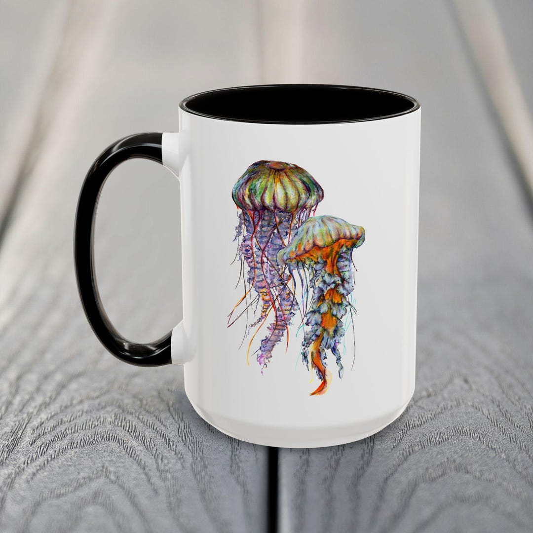 Watercolor Jellyfish Mug, Marine Life Gift, Ocean Sea Creature Tea Mug ...
