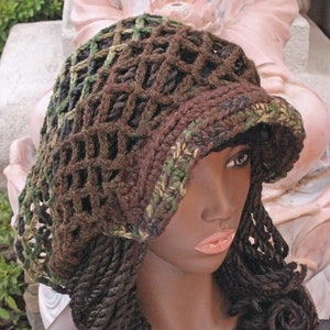 Green Camo Brown Extra Large XXL Mesh Brim Rasta Hat Big Tam African ...