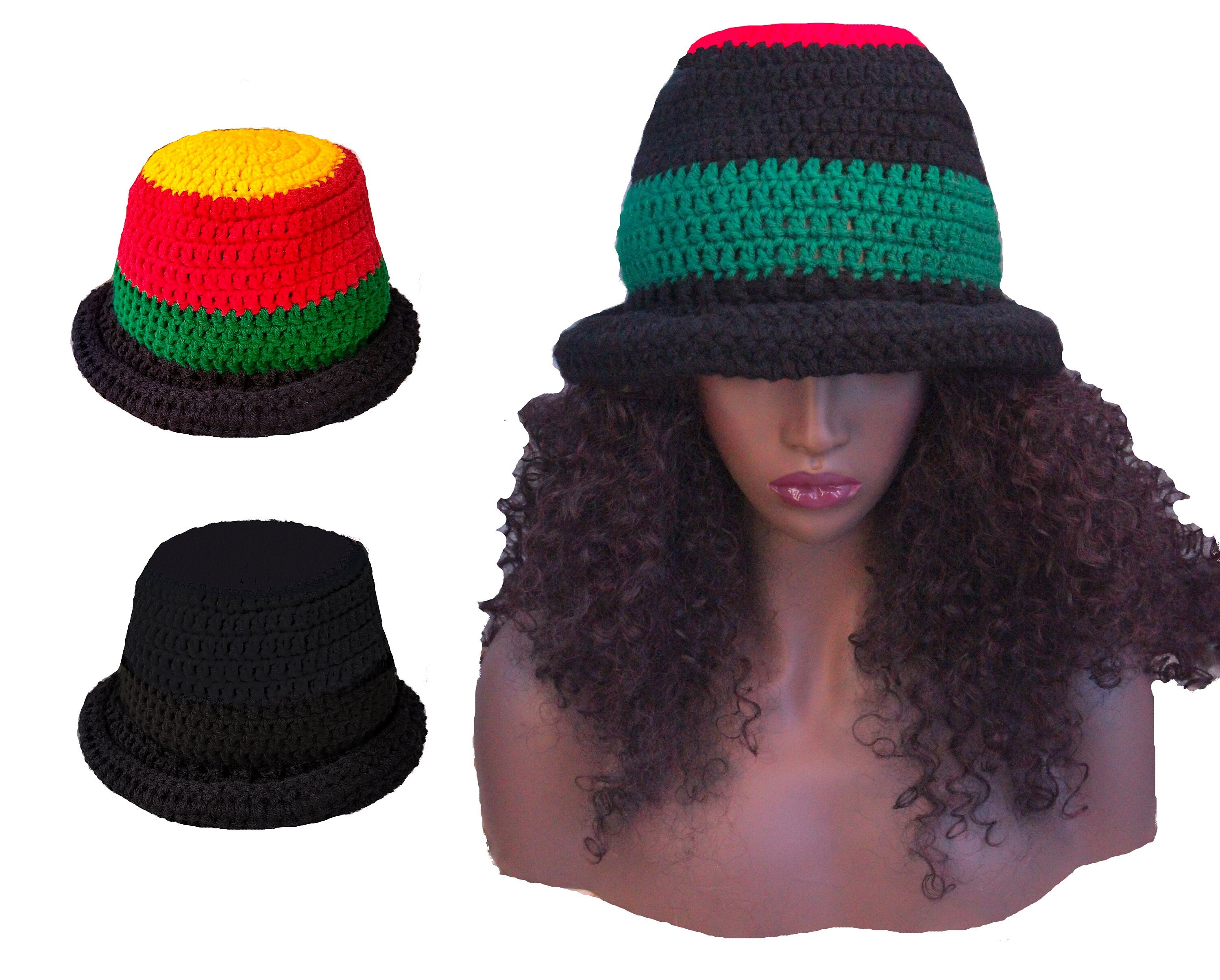 Roll Brim Rasta Bucket Hat Rolled Brim Hats for Locs | Etsy