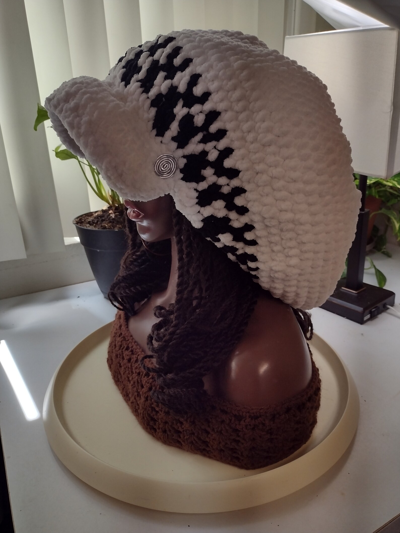 XL Crochet Trafalgar Law Hat, Puffy Cosplay Mushroom Hat With Satin ...