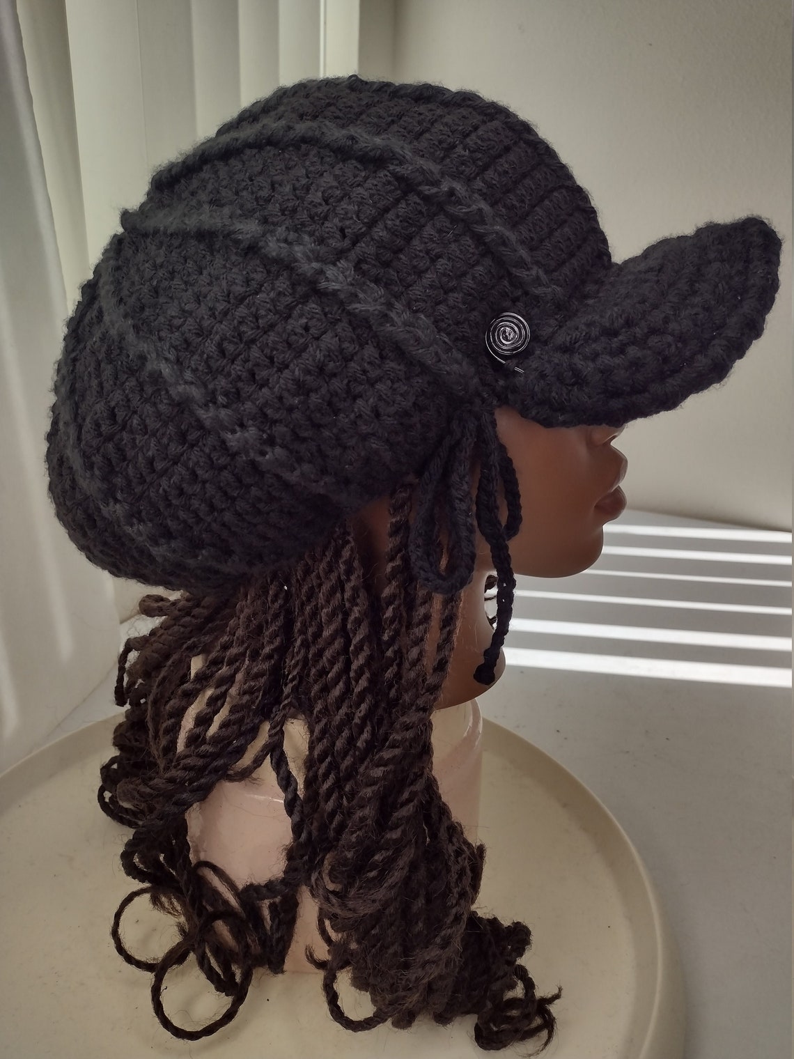 Crocheted Newsboy Hat for Locs – Handmade Acrylic Applejack Cap - Etsy