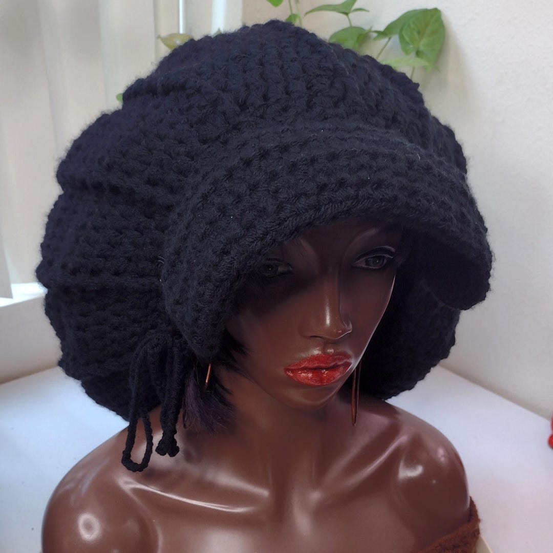 Gorro Applejack de acrílico negro para rastas y cabello largo - Etsy México