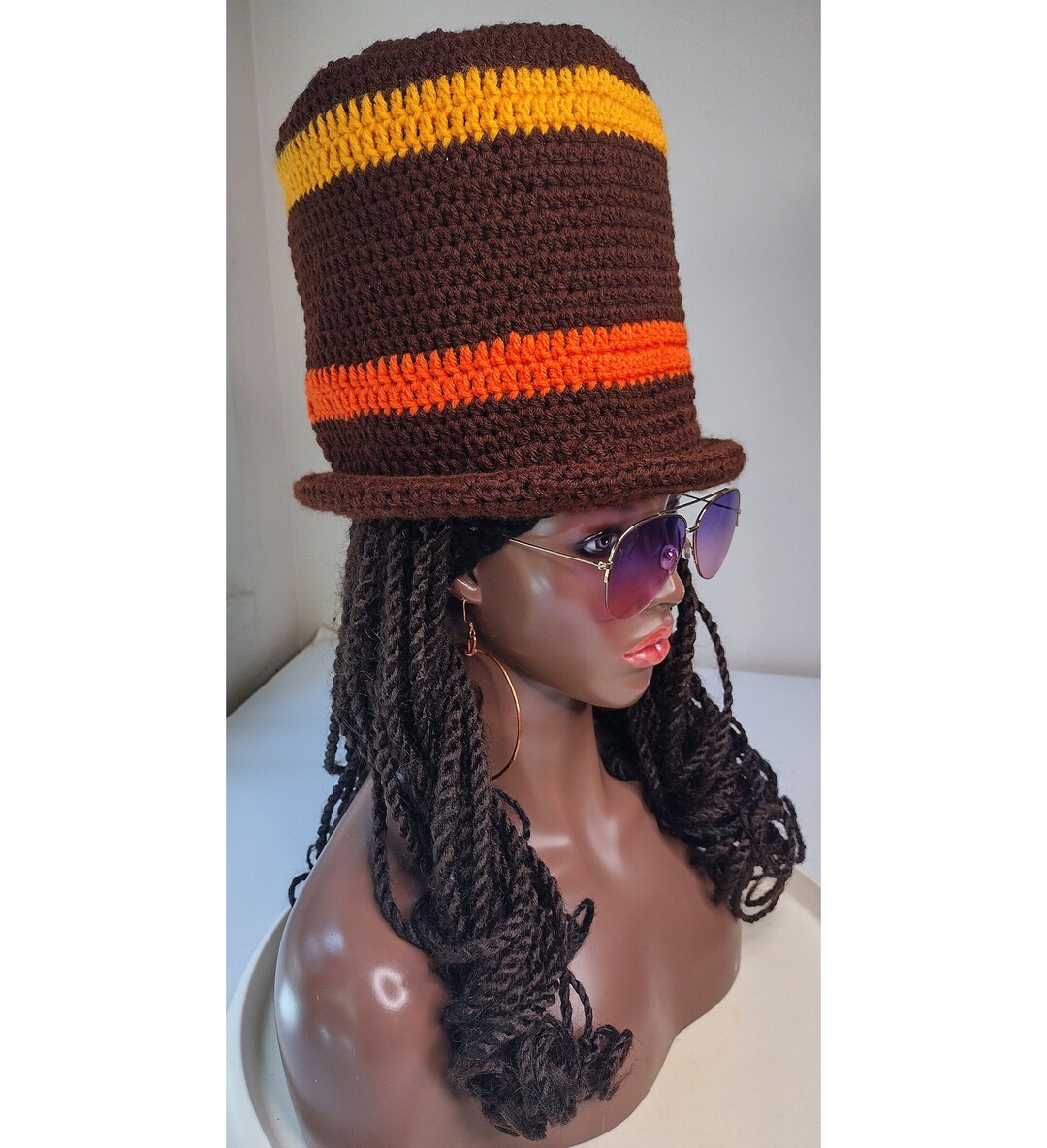 Striped Mad Hatter Tam, Dreads Hat, Rasta Top Hat - Etsy