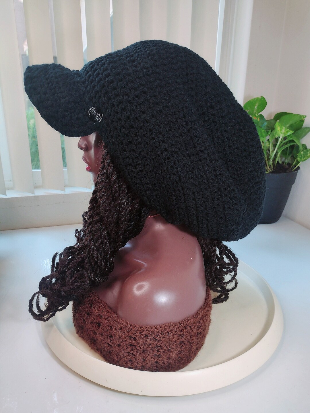 Brimmed Dome Rasta Tam With Half Brim Slouchy Beanie Hat With Brim Fits ...