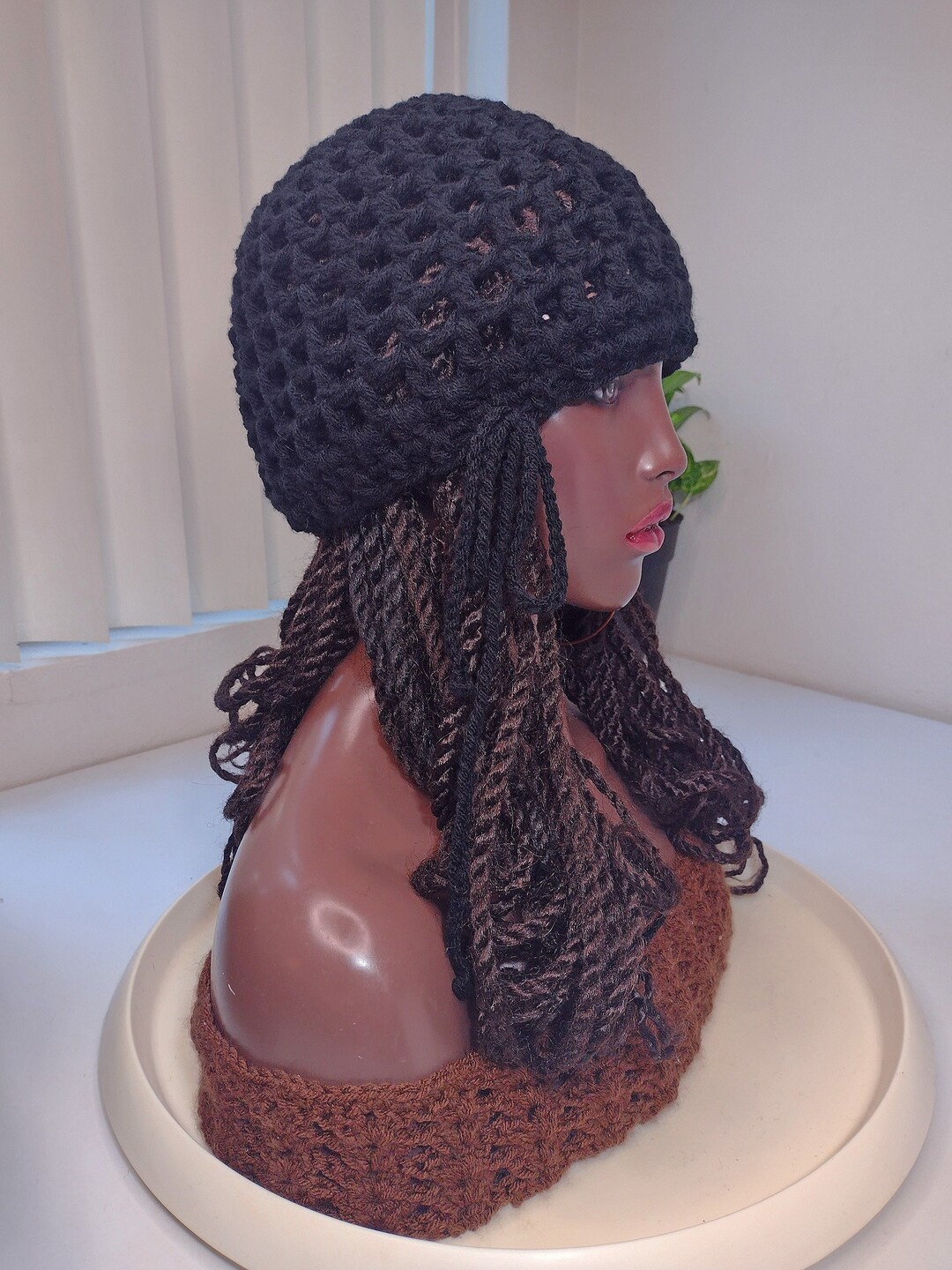 Black Mesh Beanie Cap Crochet Rasta Tams / Net Tam / Brown Mesh Net ...