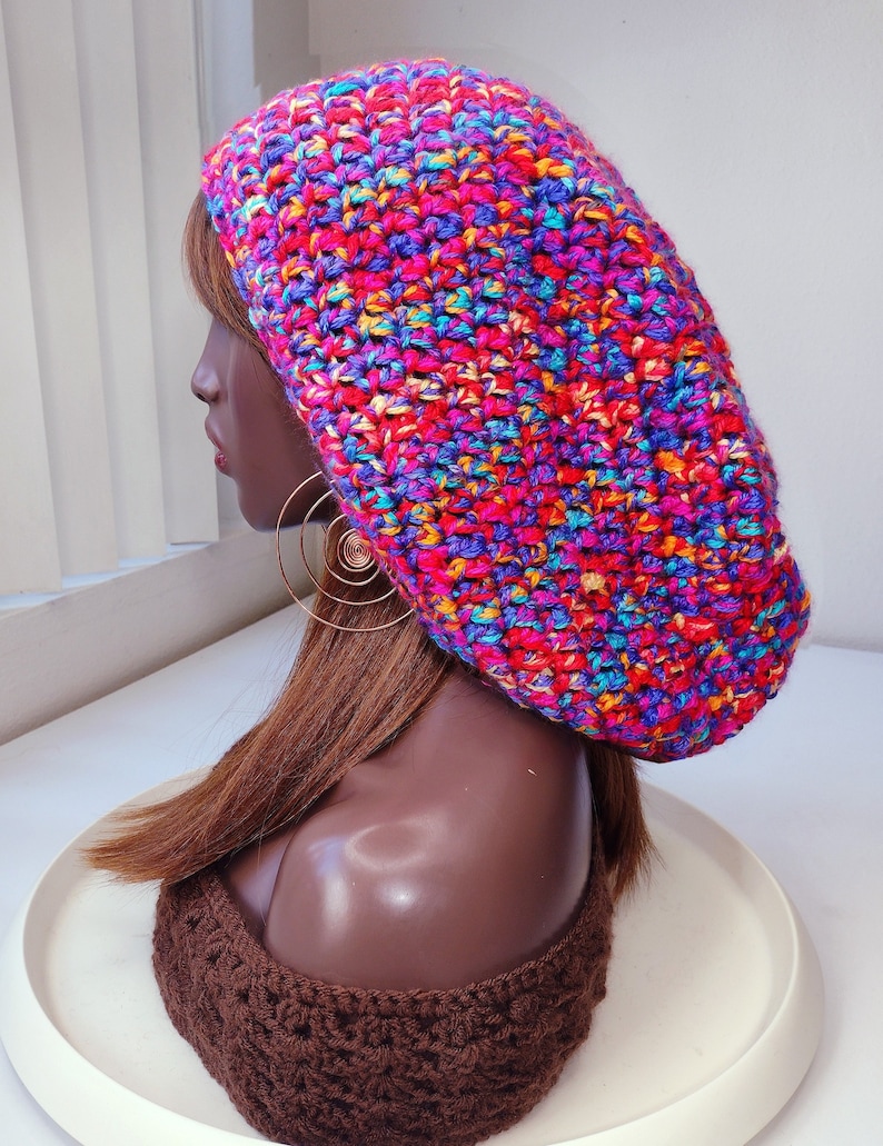 Rainbow Rasta Tam: Silky Deluxe Crochet Slouchy Beanie - Etsy
