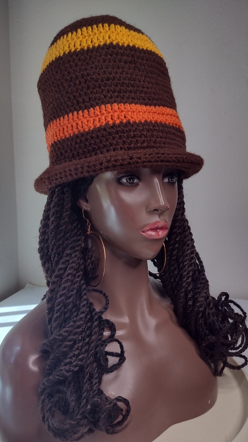 Striped Rasta Tam Hat: Acrylic Roll Brim, Dreadlock Style - Etsy