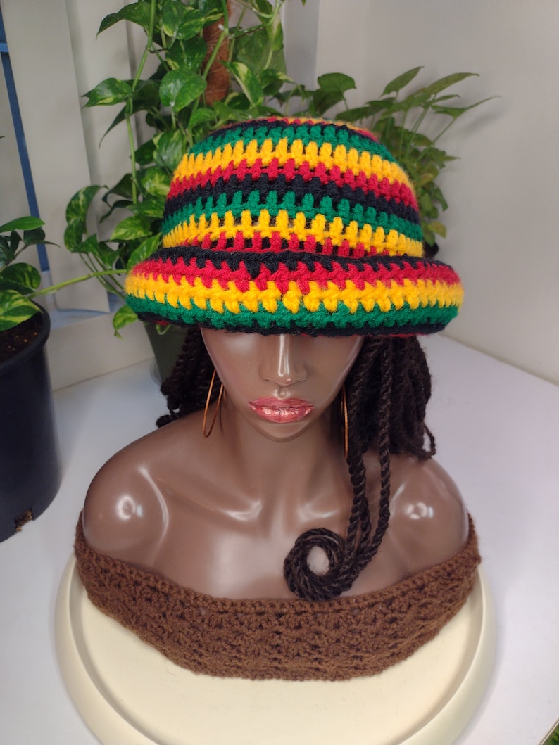 Crochet Rasta Bucket Hat, Rolled Brim Reggae Style - Etsy