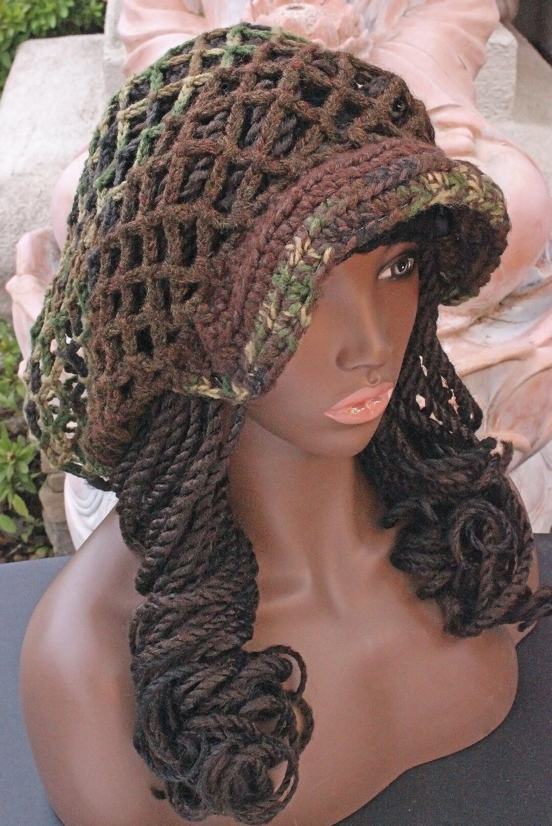 Green Camo Brown Extra Large XXL Mesh Brim Rasta Hat Big Tam African ...