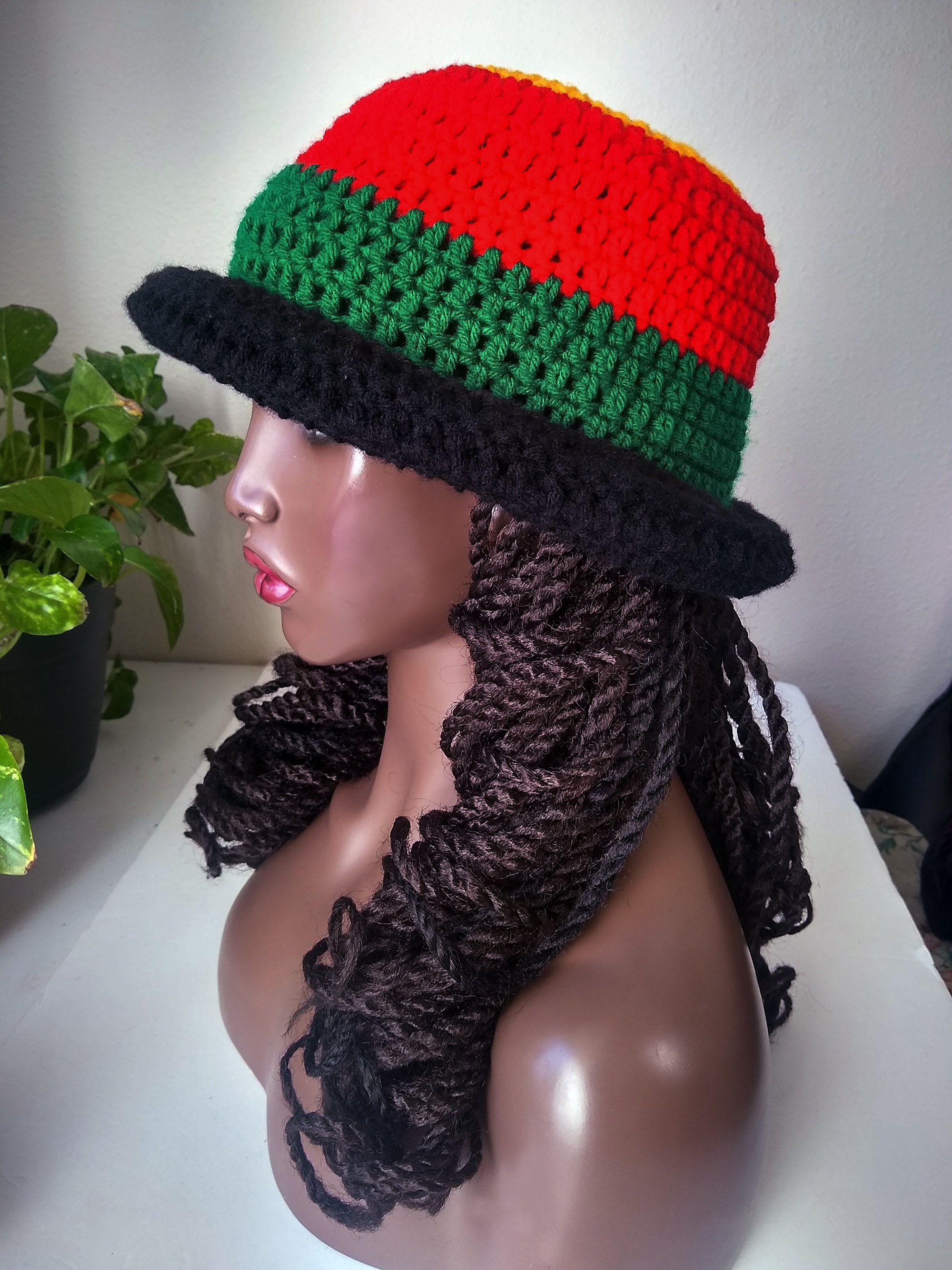 Roll Brim Rasta Bucket Hat Rolled Brim Hats for Locs | Etsy