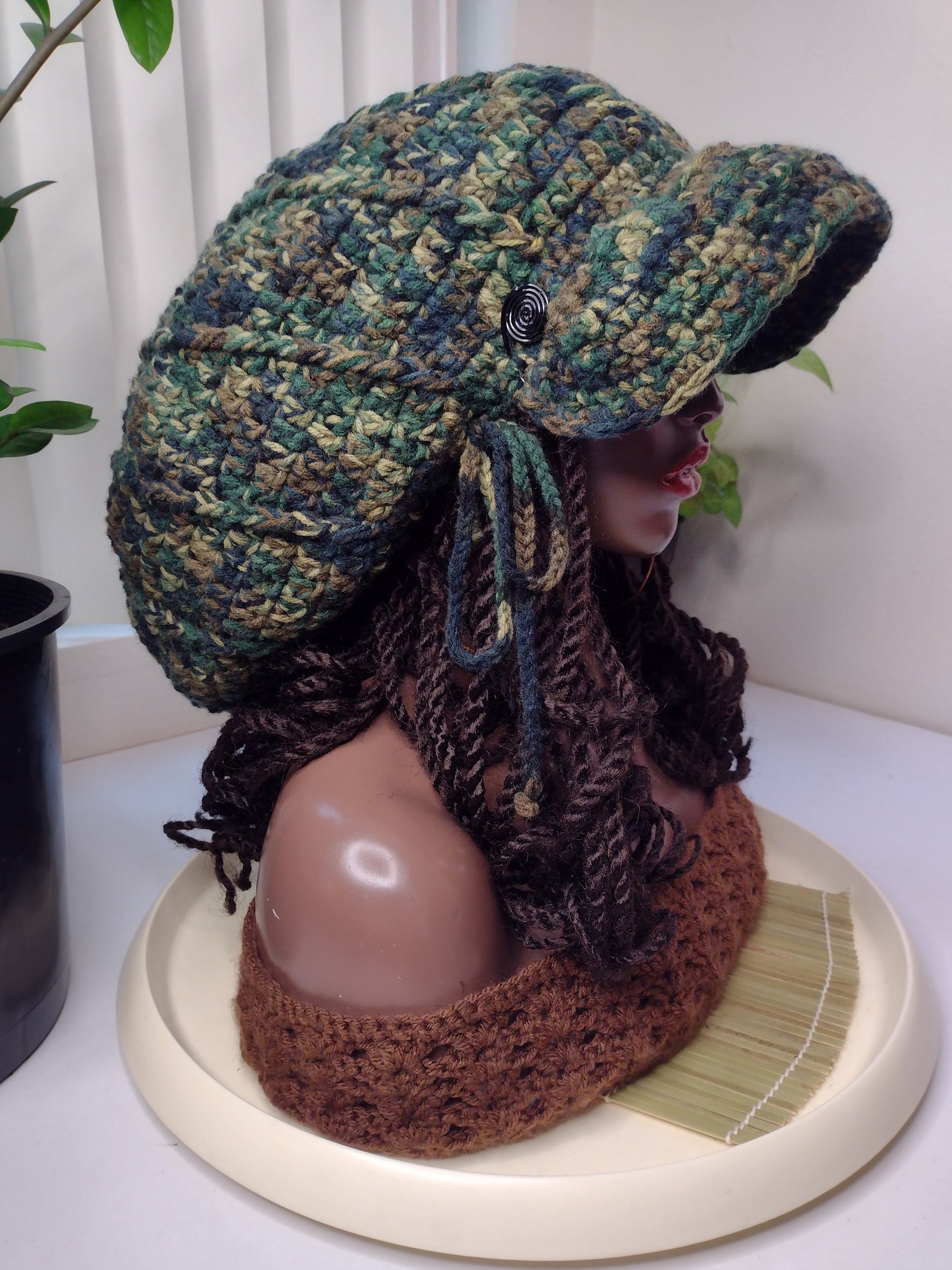 Gorro Applejack de acrílico negro para rastas y cabello largo - Etsy México