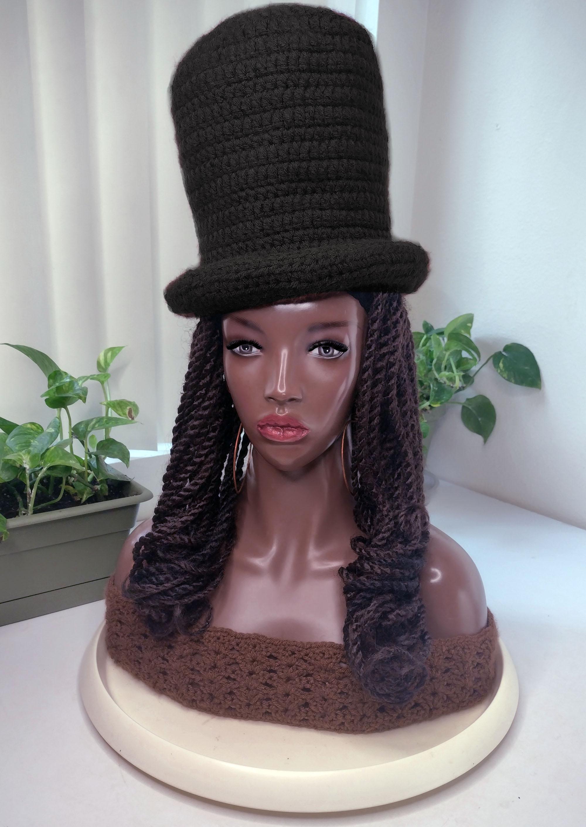 Crocheted Rasta Top Hat for Dreadlocks, Tall Brim, Custom Fit - Etsy
