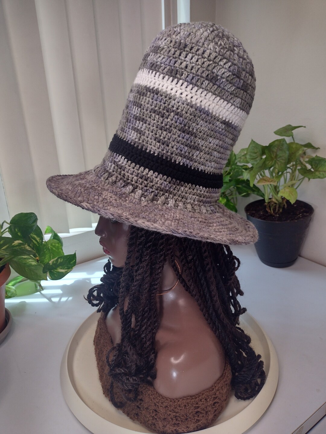 Dove Gray 2 Stripe Tropical Funk Bobby Roll Brim Rasta Tall Top Hats ...