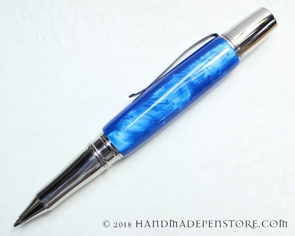 DYNA BLUE Acrylic and Stainless Steel Handmade Pen in Liberty Style - Etsy