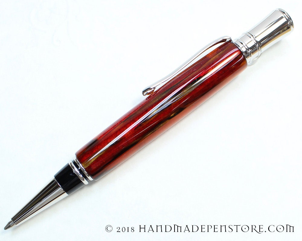 ANTIQUE GOLD Acrylic Pen With Rhodium - Handmade Pen in Parker Duofold ...