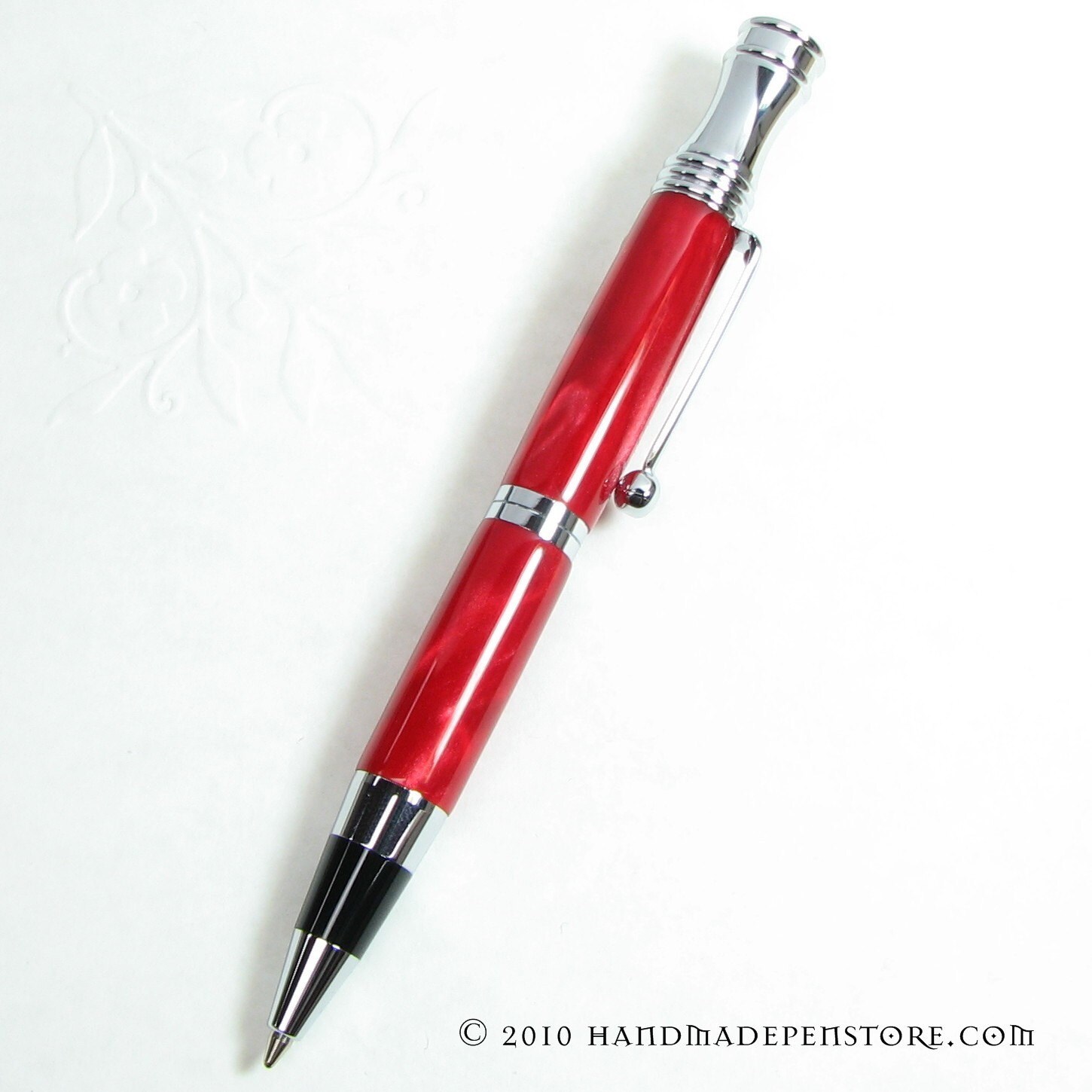 Rage Red Acrylic Pen in RETRO Style - With Chrome Trim - HANDMADE PEN ...