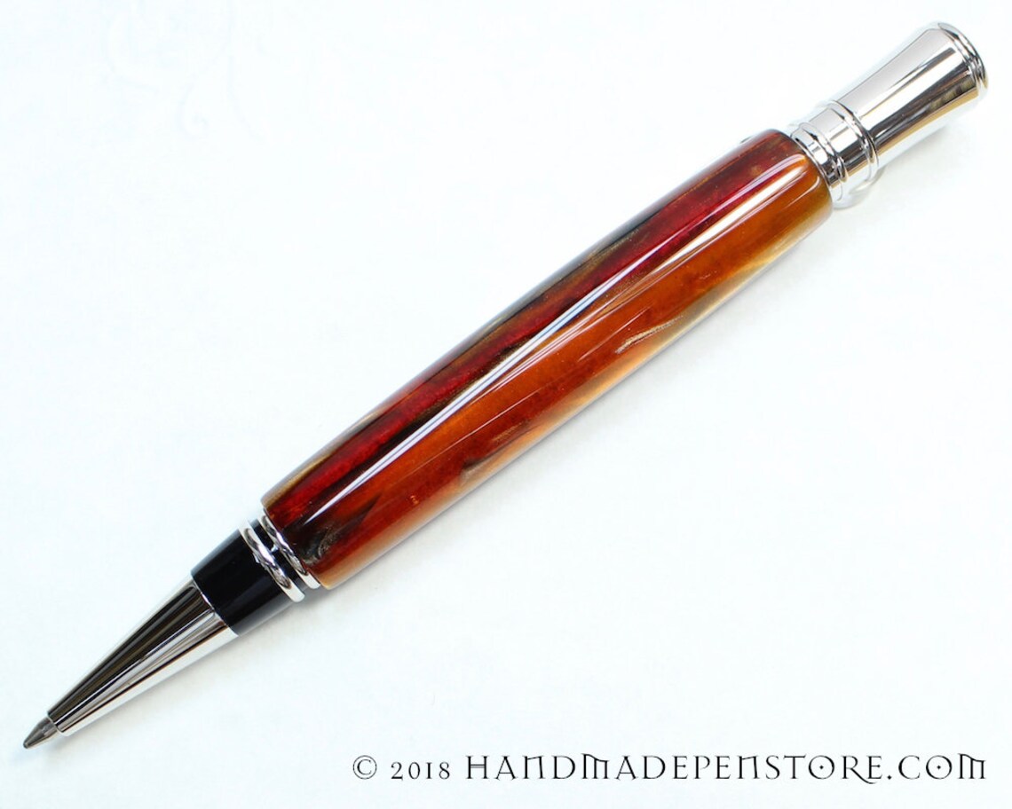 ANTIQUE GOLD Acrylic Pen With Rhodium - Handmade Pen in Parker Duofold ...