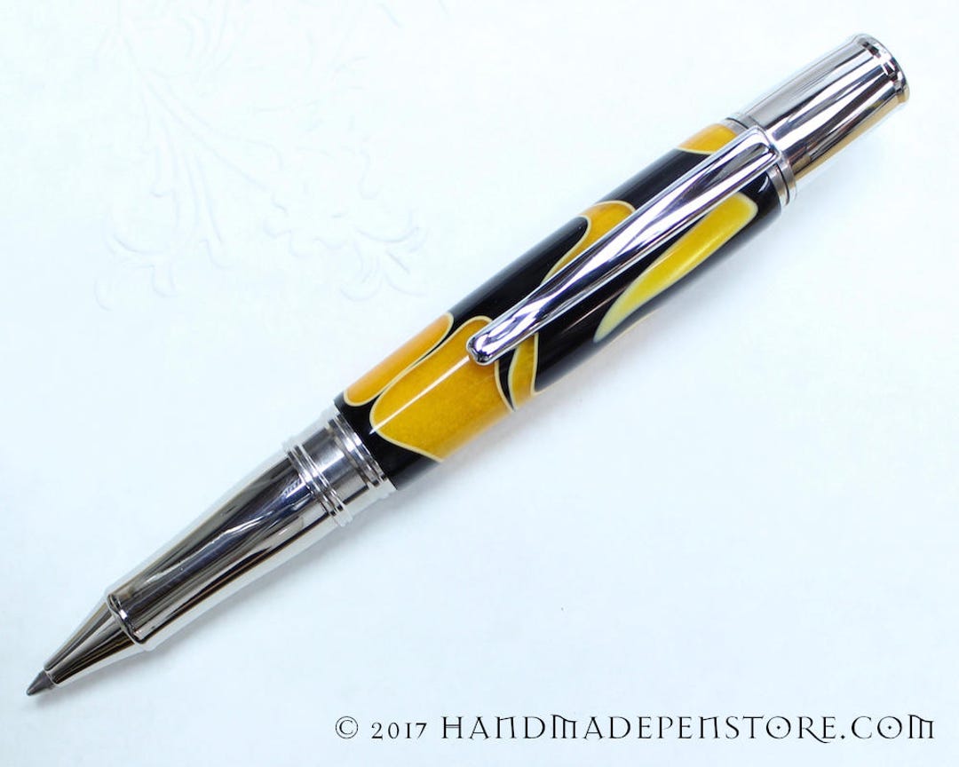 Handmade Mandarin Garnet Acrylic Ballpoint Pen – Stainless Steel ...